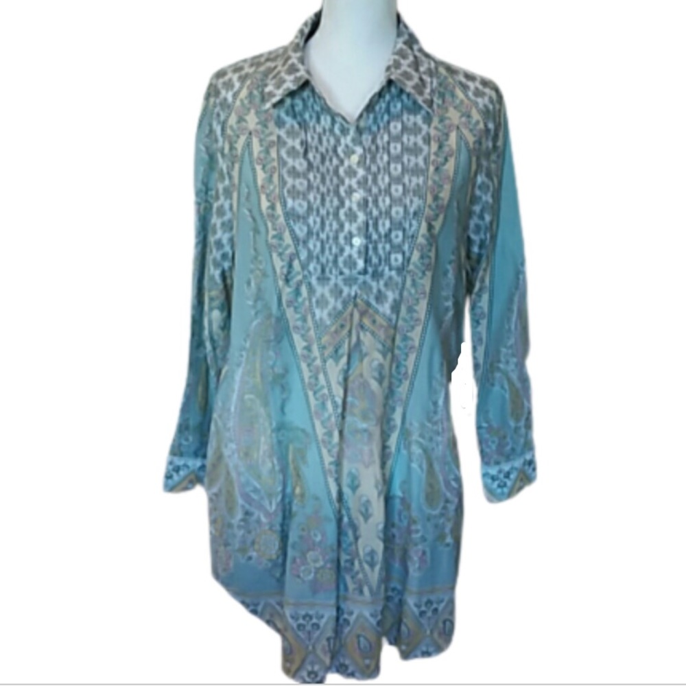 Soft Surroundings Tabitha Paisley Sky Tunic Sz Sm - Gem
